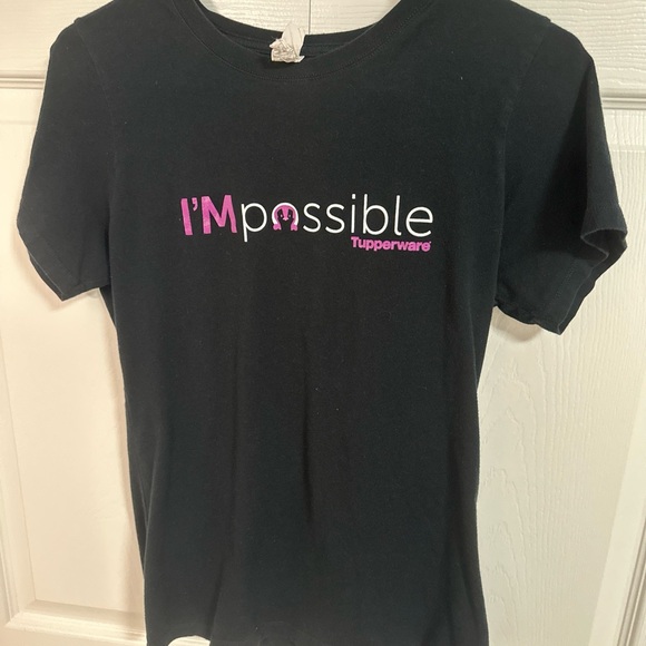 Tupperware | Tops | Tupperware Black Tee With Pink And White Text ...